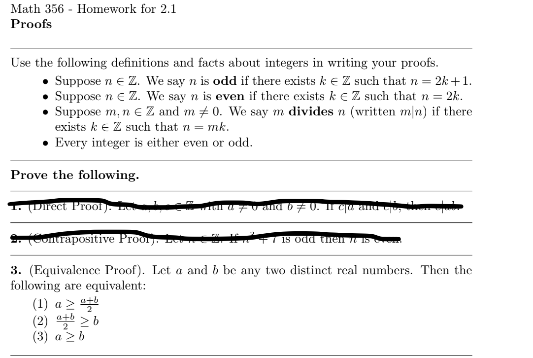 Solved Math 356 - Homework for 2.1 Proofs Use the following | Chegg.com