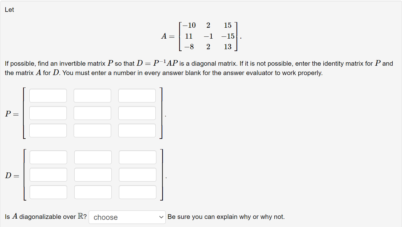 Solved Let A=⎣⎡−1011−82−1215−1513⎦⎤ If possible, find an | Chegg.com
