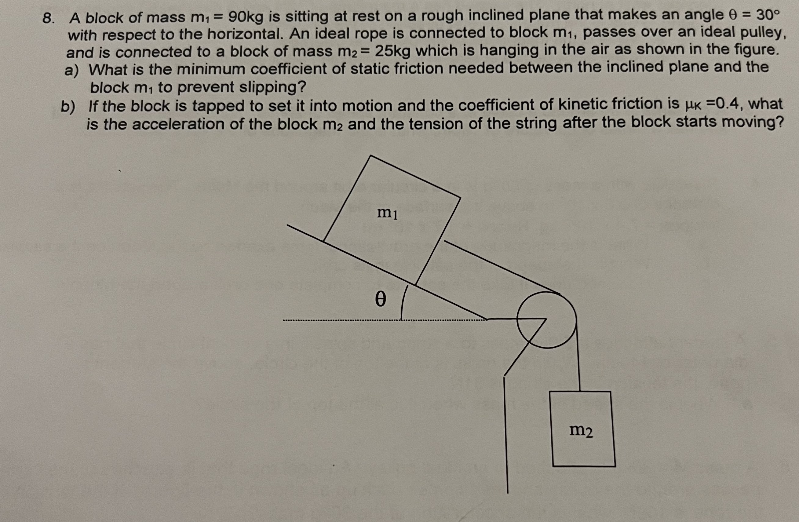 Solved A block of mass m1=90kg ﻿is sitting at rest on a | Chegg.com