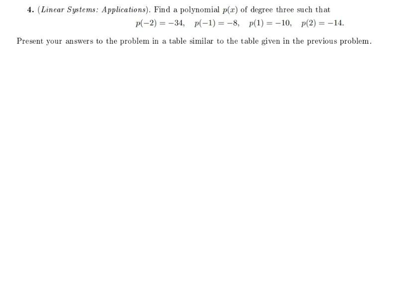Solved 4. (Linear Systems: Applications). Find a polynomial | Chegg.com