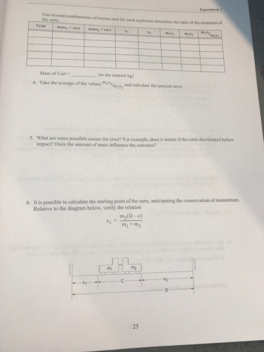 Solved Experiment 5 Linear Momentum Concept to be | Chegg.com