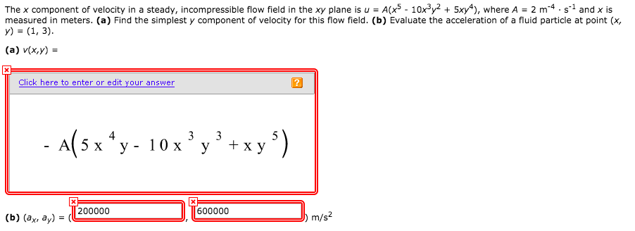 Solved The x component of velocity in a steady, | Chegg.com
