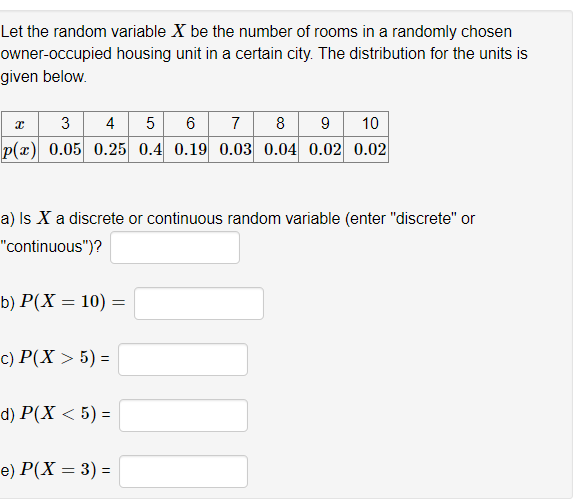 Solved Let the random variable X be the number of rooms in a | Chegg.com
