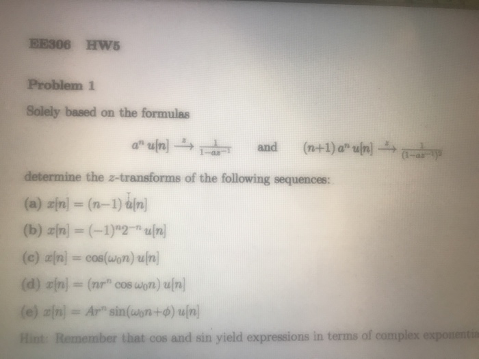 Solved 8E306 HW5 Problem 1 Solely based on the formulas | Chegg.com