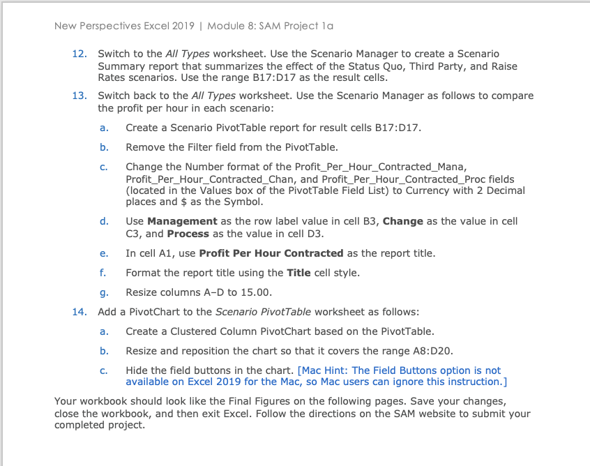 New Perspectives Excel 2019 | Module 8: SAM Project | Chegg.com