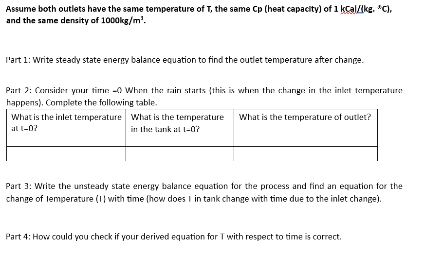 Solved Energy Balance: Consider the same question where the | Chegg.com