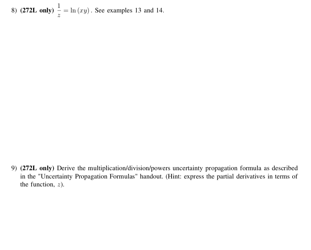 Solved Uncertainty Propagation Examples Instructions * Find | Chegg.com