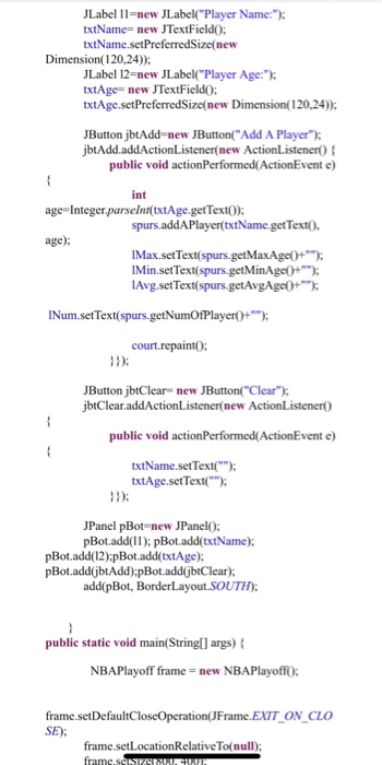 Write a program to simulate showing an NBA Team on a | Chegg.com