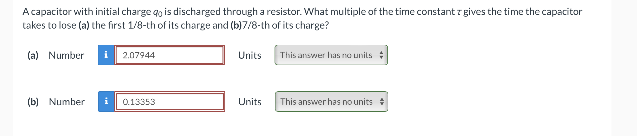 Solved A capacitor with initial charge q0 is discharged | Chegg.com
