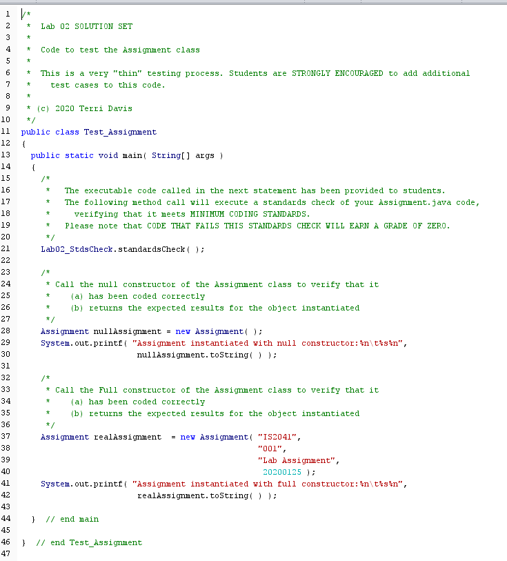 Lab 02 Defining a Class, objects, & instantiation | Chegg.com