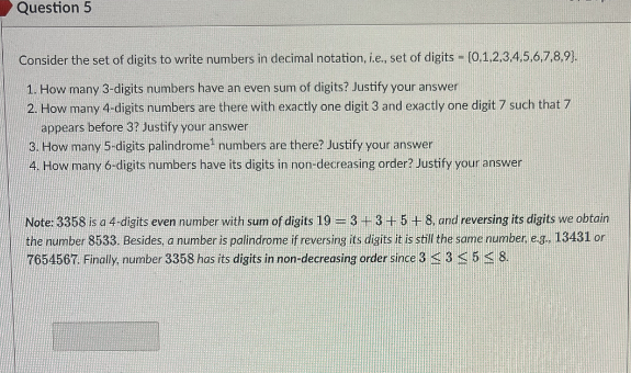 Consider the set of digits to write numbers in | Chegg.com Consider the set of digits to write numbers in | Chegg.com