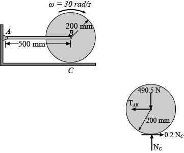 Solved The 50 kg cylinder has an angular velocity of 30 | Chegg.com