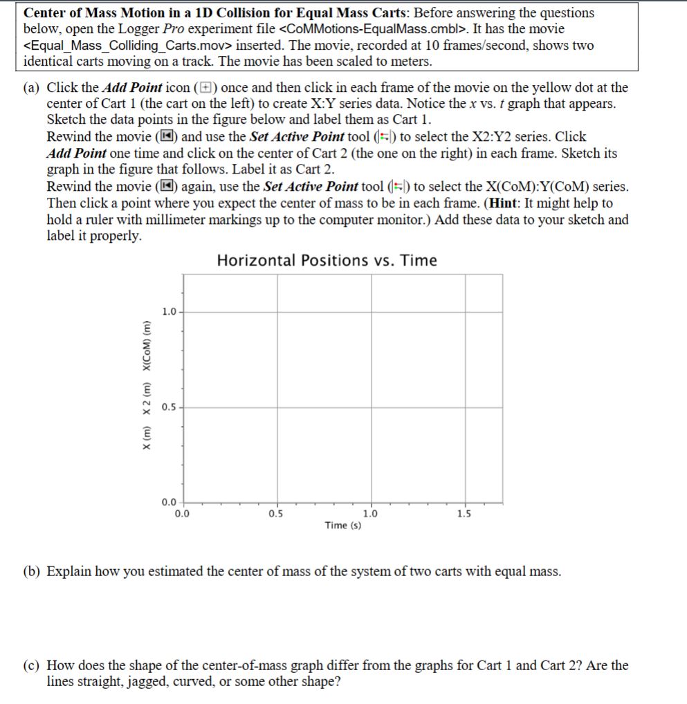Solved Center of Mass Motion in a 1D Collision for Unequal | Chegg.com