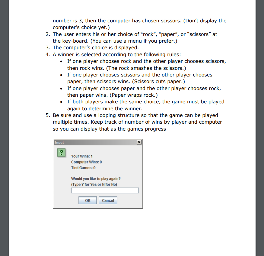 Solved Chapter 5 Rock, Paper Scissors Game Please write | Chegg.com