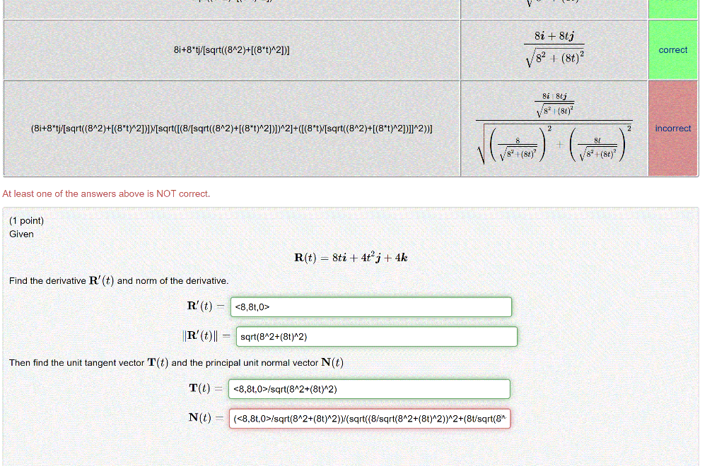 Solved 8i+8"tj/[sqrt((8^2)+[(8*t)^2)] 81 +8tj 182 + (8t)? | Chegg.com