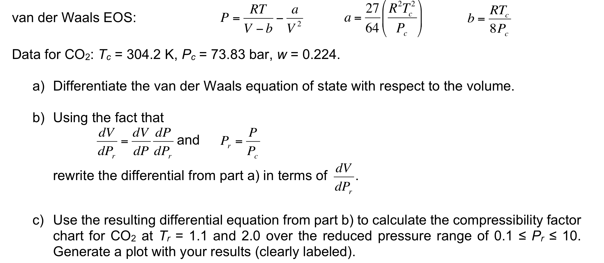 Solve using Python/Spyder The van der Waals equation | Chegg.com