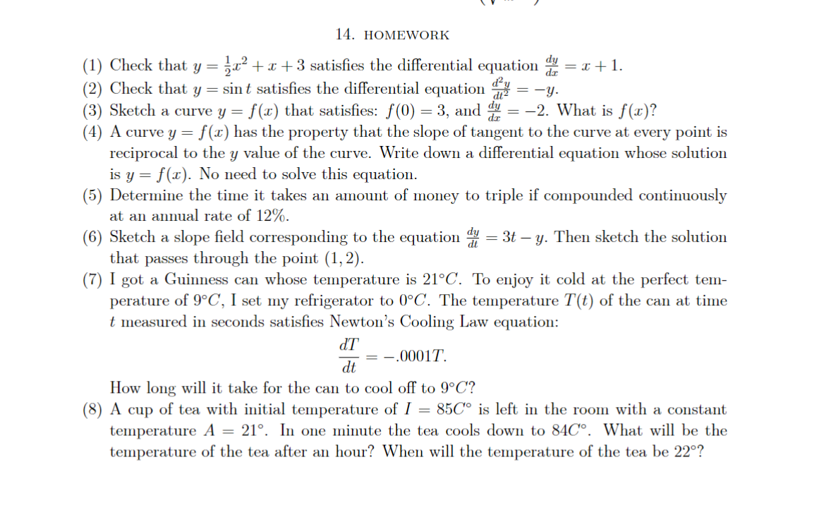 Solved (1) Check that y=21x2+x+3 satisfies the differential | Chegg.com