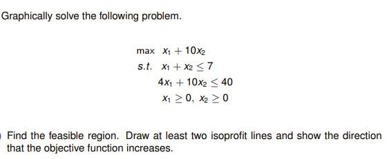Solved Graphically solve the following problem. 4x1 + 10x240 | Chegg.com