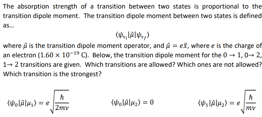 Solved The absorption strength of a transition between two | Chegg.com