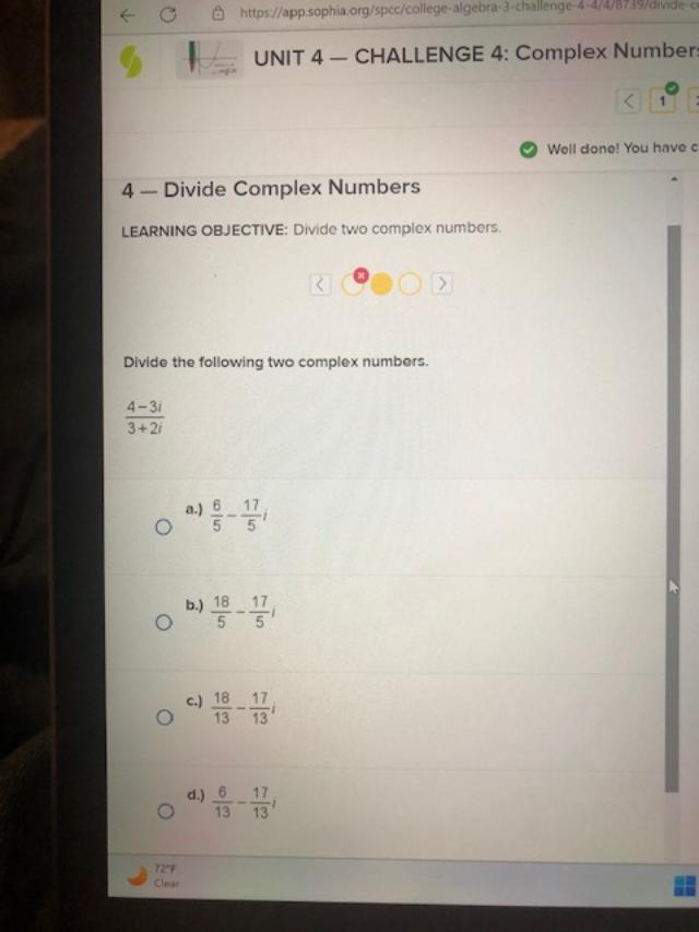 Solved 4 Divide Complex Numbers LEARNING OBJECTIVE Divide Chegg
