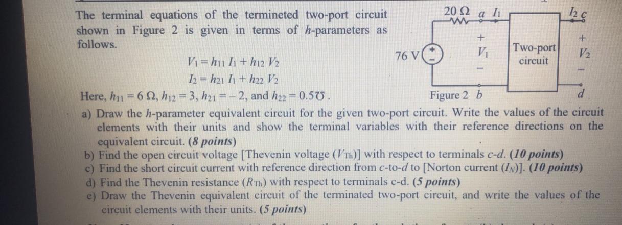 Solved + + The terminal equations of the termineted two-port | Chegg.com