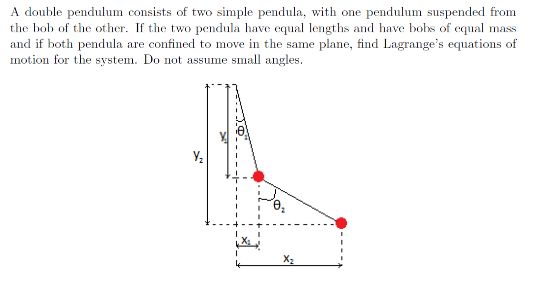 Solved A double pendulum consists of two simple pendula, | Chegg.com