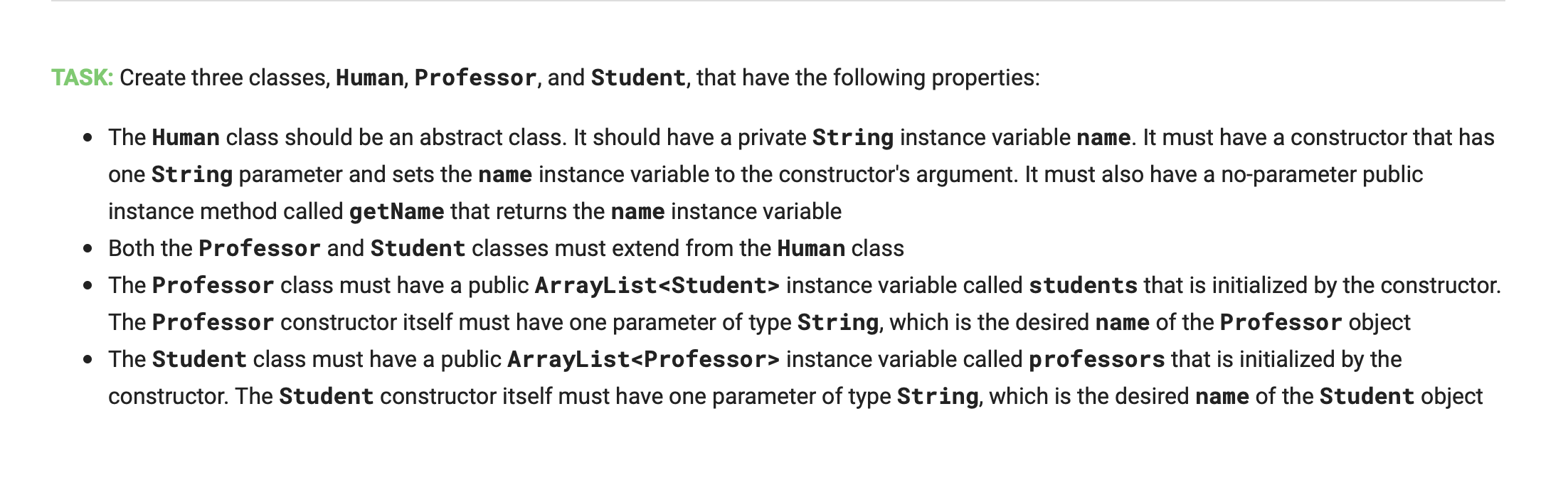 Solved TASK: Create three classes, Human, Professor, and | Chegg.com