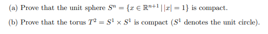 Solved (a) Prove that the unit sphere sn = {xe R1+1||2| = 1} | Chegg.com