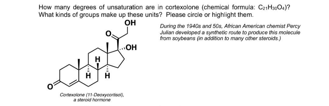 Solved How many degrees of unsaturation are in cortexolone | Chegg.com