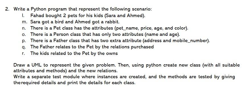 Solved 2 Write A Python Program That Represent The Chegg