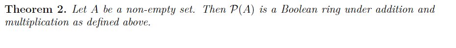 Theorem 2. Let A be a non-empty set. Then P(A) is a | Chegg.com