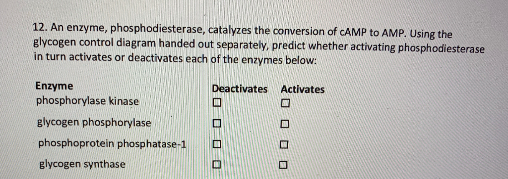 12. An enzyme, phosphodiesterase, catalyzes the | Chegg.com