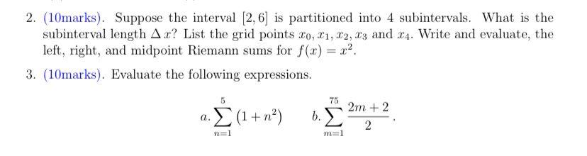 Solved Suppose the interval [2, 6] is partitioned into 4 | Chegg.com