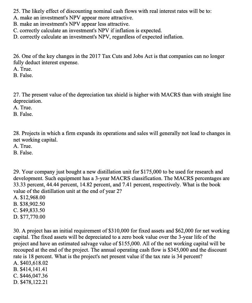 Solved 25 The Likely Effect Of Discounting Nominal Cash Chegg