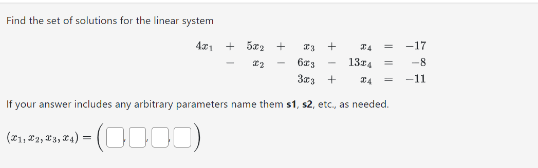Solved Find the set of solutions for the linear | Chegg.com