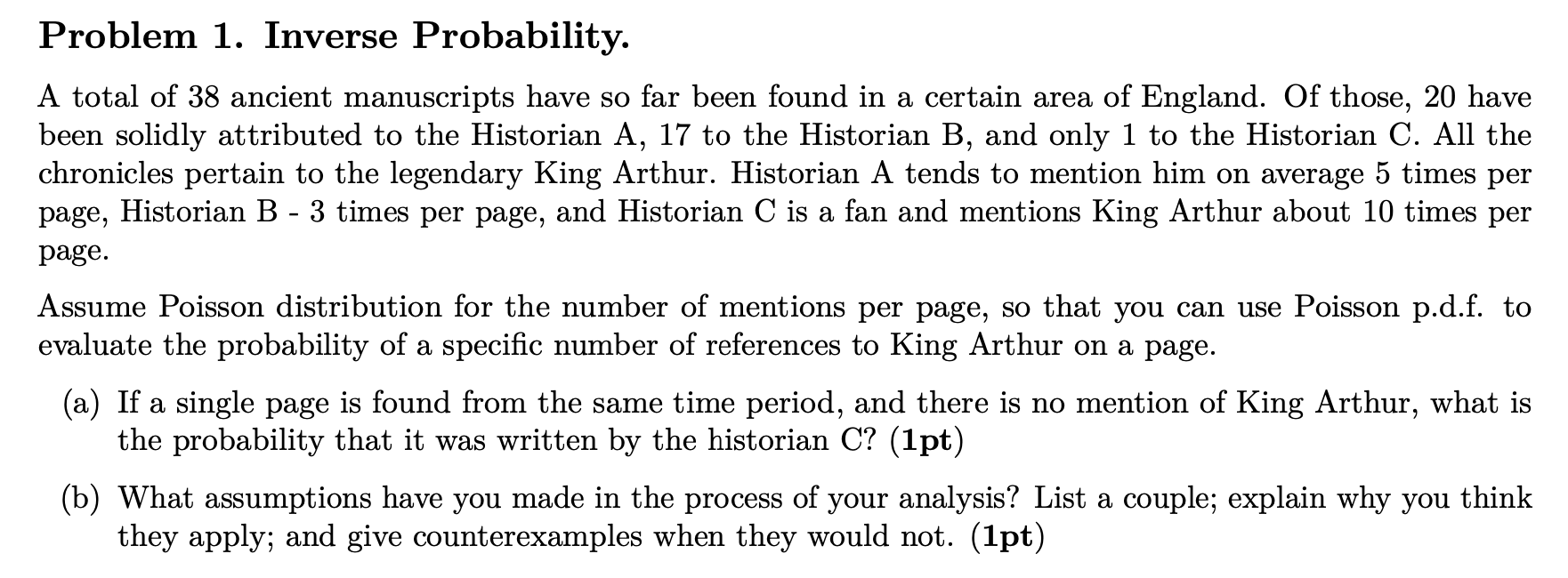 Solved Problem 1. Inverse Probability. A total of 38 ancient | Chegg.com
