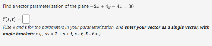 Solved Find A Vector Parameterization Of The Plane