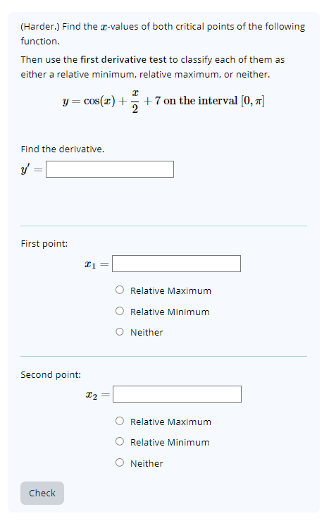 Solved (Harder.) Find the x-values of both critical points | Chegg.com