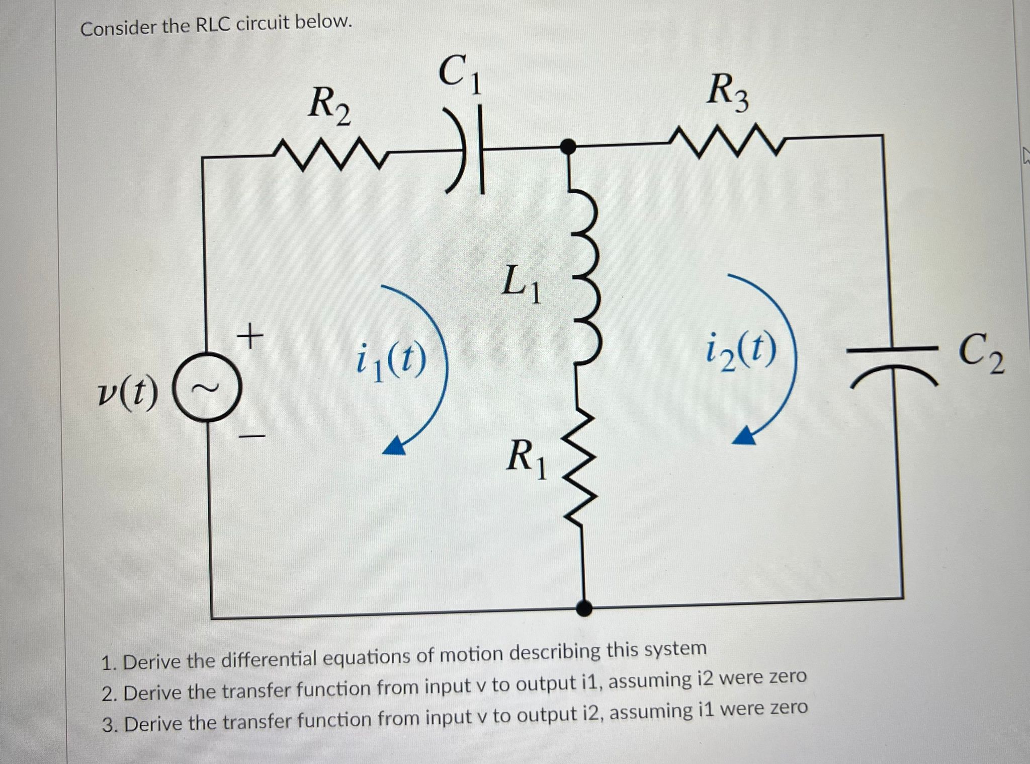 Solved Consider the RLC circuit below.Derive the | Chegg.com