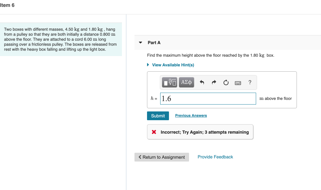 Solved Item 6 Two boxes with different masses, 4.50 kg and | Chegg.com