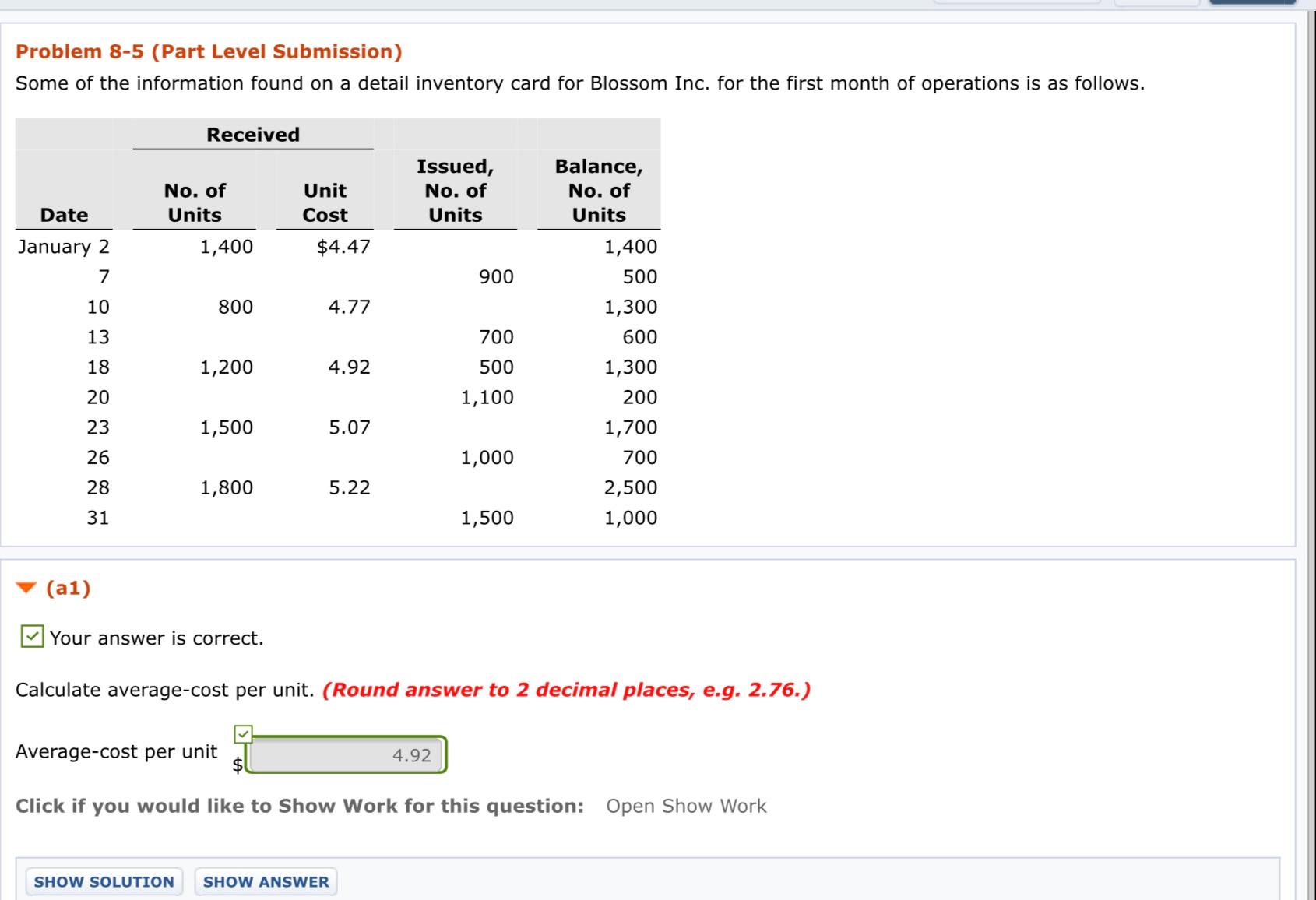 Solved Problem 8-5 (Part Level Submission) Some of the | Chegg.com