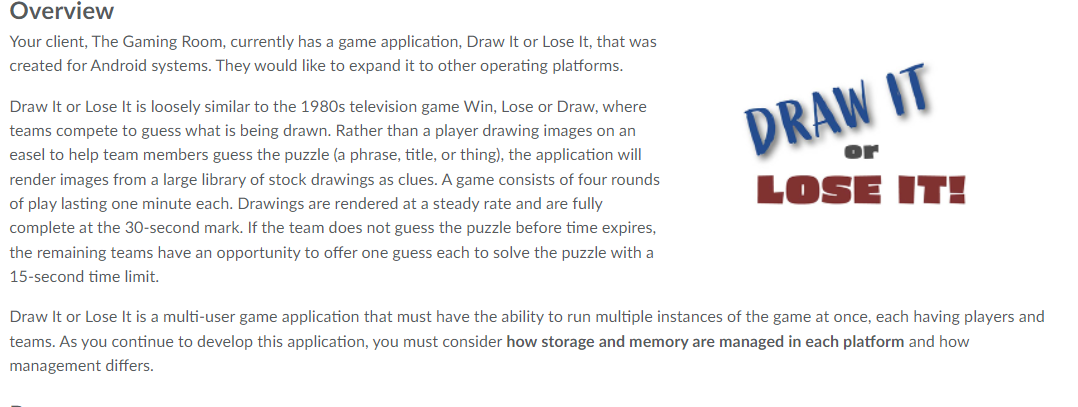 Solved Overview Your client, The Gaming Room, currently has | Chegg.com