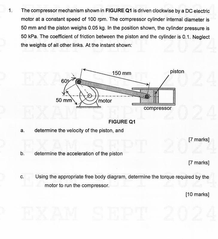 Solved 1. ﻿The compressor mechanism shown in FIGURE Q1 ﻿is | Chegg.com