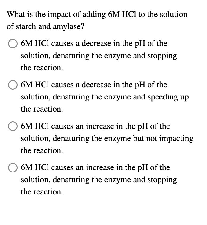 Solved What is the impact of adding 6 ﻿M HCl to the | Chegg.com