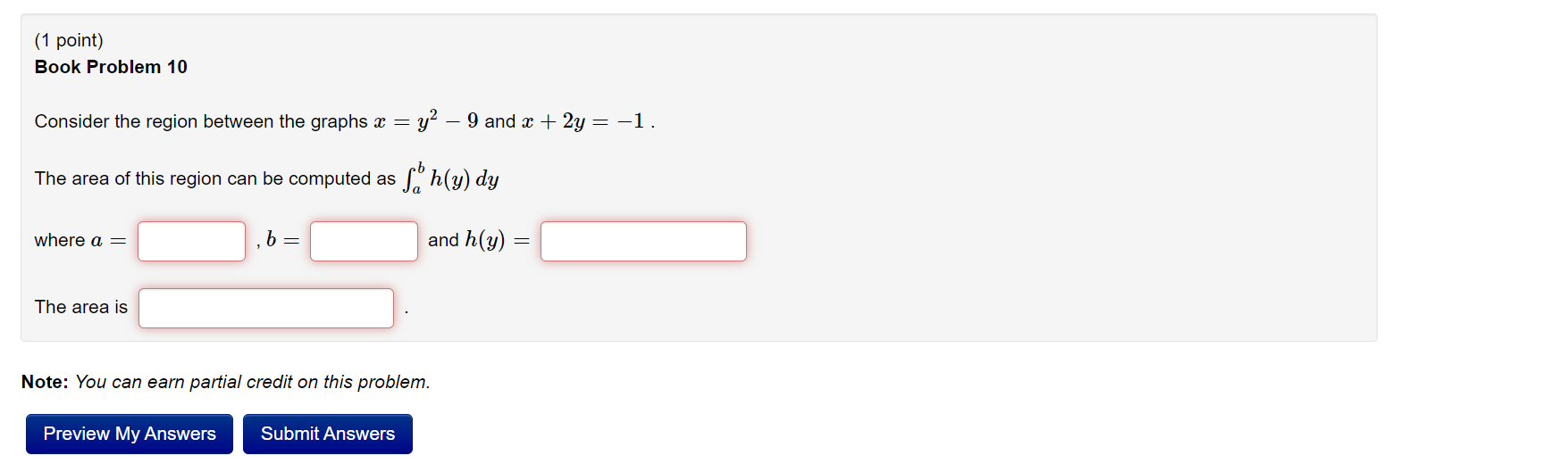 Solved (1 point) Book Problem 10 Consider the region between | Chegg.com