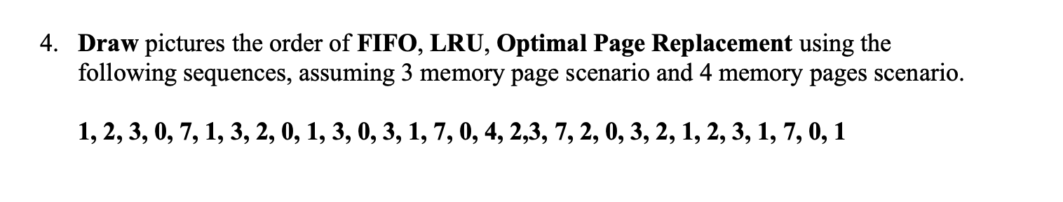 Solved 4. Draw pictures the order of FIFO, LRU, Optimal Page | Chegg.com