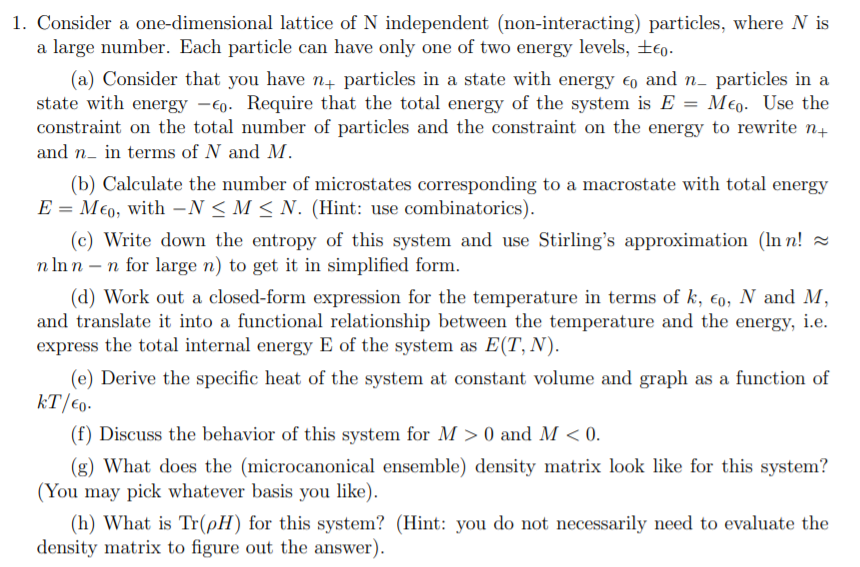 Solved 1. Consider a one-dimensional lattice of N | Chegg.com