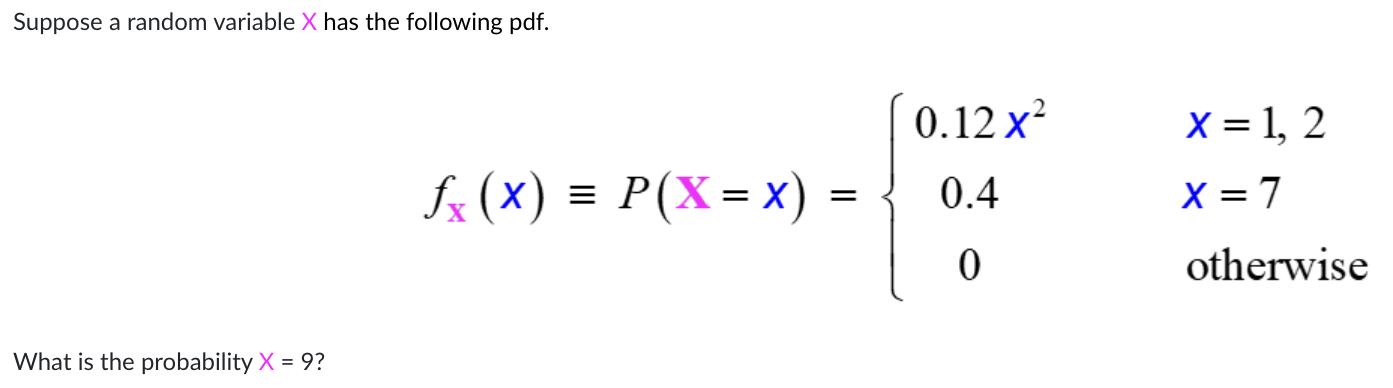 Solved Suppose a random variable X has the following pdf. | Chegg.com