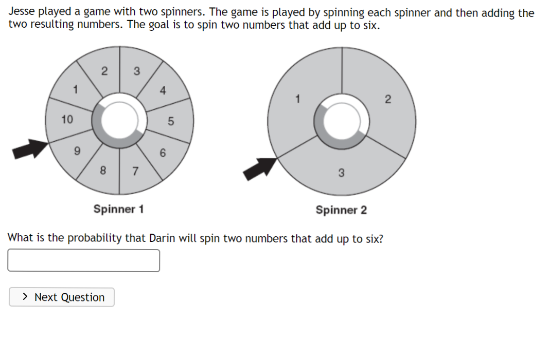 Solved Jesse played a game with two spinners. The game is | Chegg.com