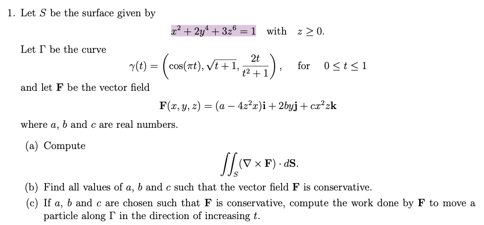 Solved Let S be the surface given by x 2 + 2y 4 + 3z 6 = 1 | Chegg.com